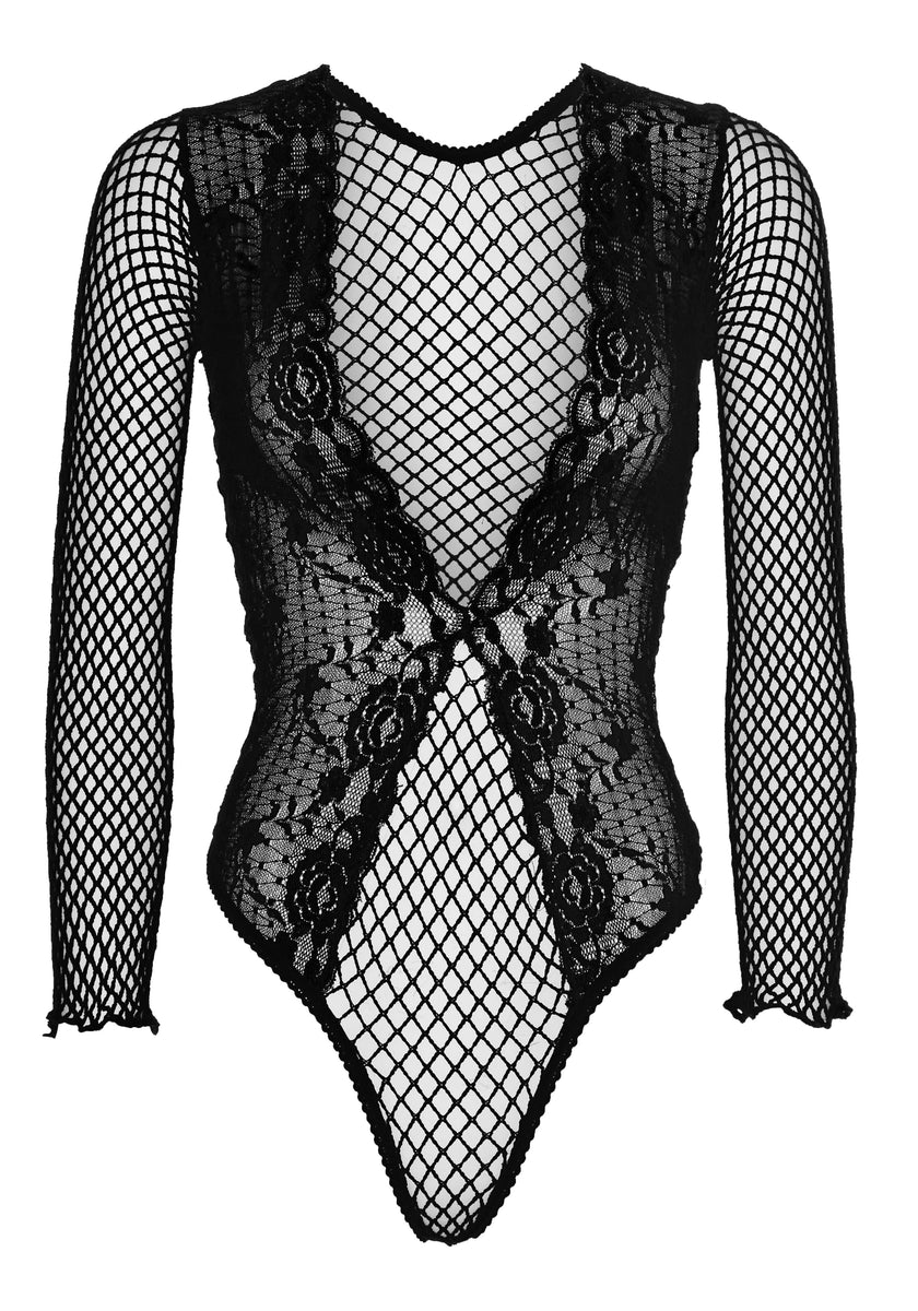 High Cut Lace and Net Teddy – legavenue.eu
